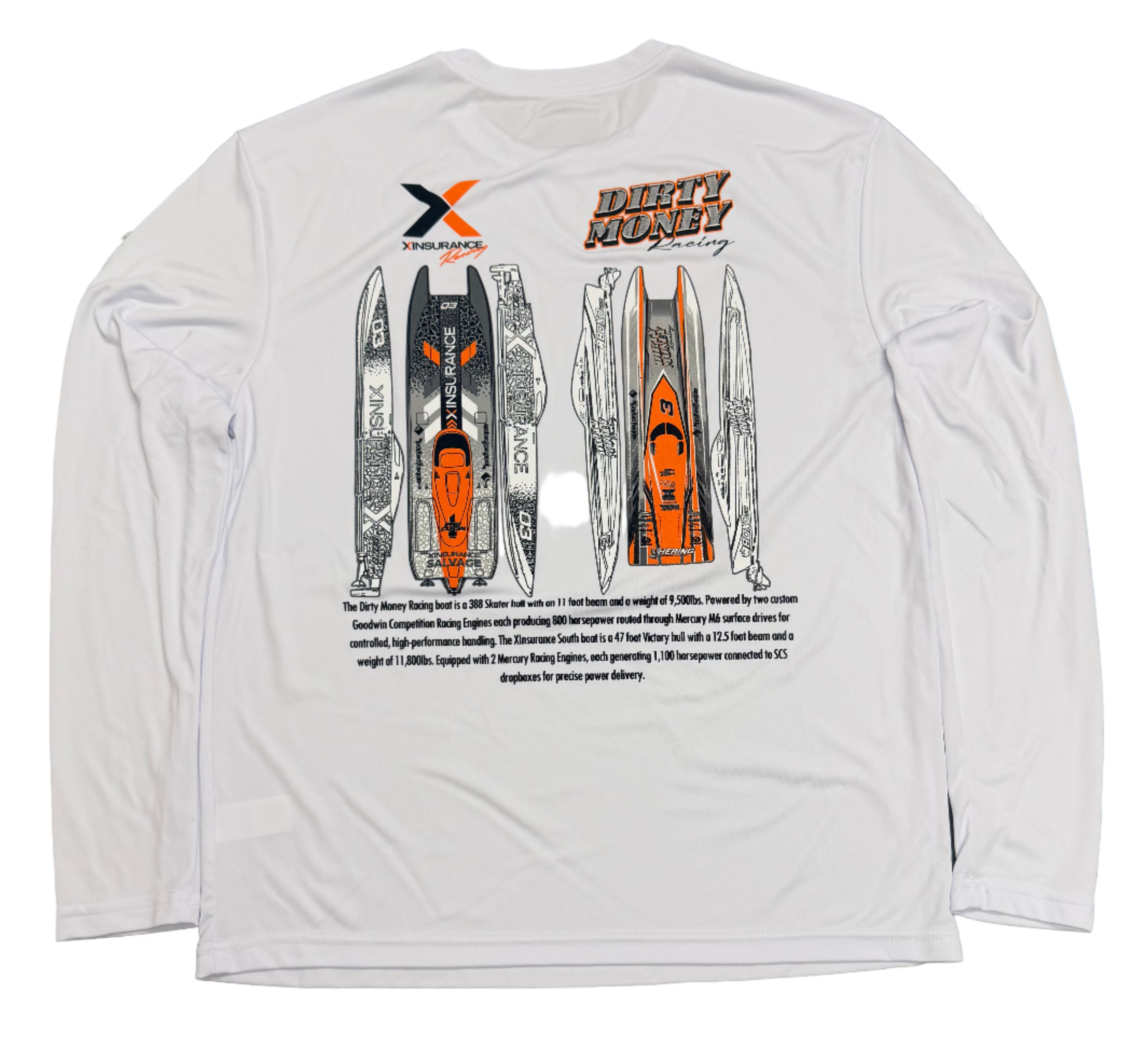 Dirty Money/ X Insurance South Sun Long Sleeve White – Dirty Money Racing